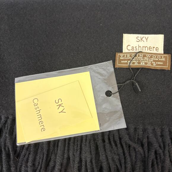 Sky Cashmere | Accessories | Sky Cashmere Black Nwt 0 Cashmere Fringe ...